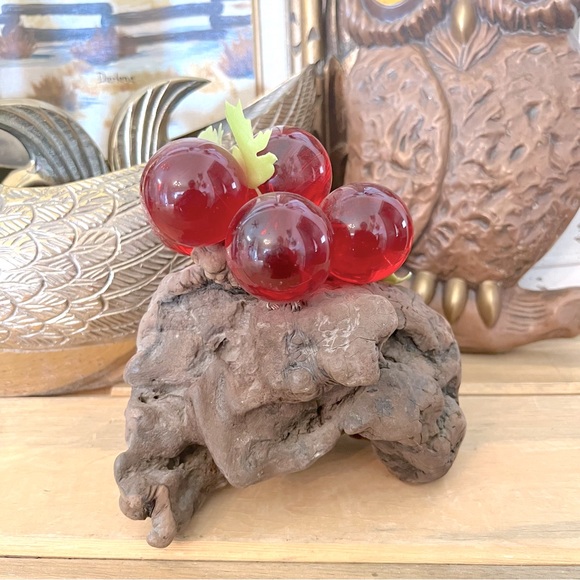 Accents | Vintage Mid Century Mod Red Lucite Grape Cluster On Drift ...